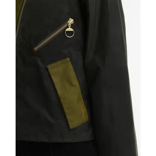 Barbour Colour-block Cord Collar Cropped Jacket