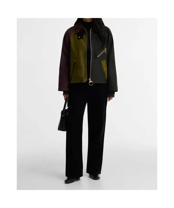 Barbour Colour-block Cord Collar Cropped Jacket