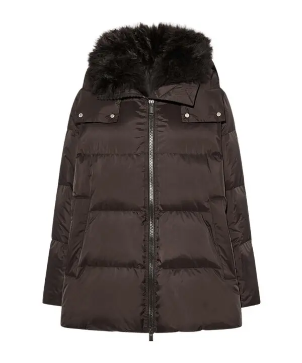 YVES SALOMON Hooded Puffer Jacket - Brown