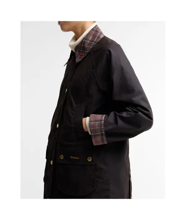 Barbour Tartan Collar Waxed Jacket
