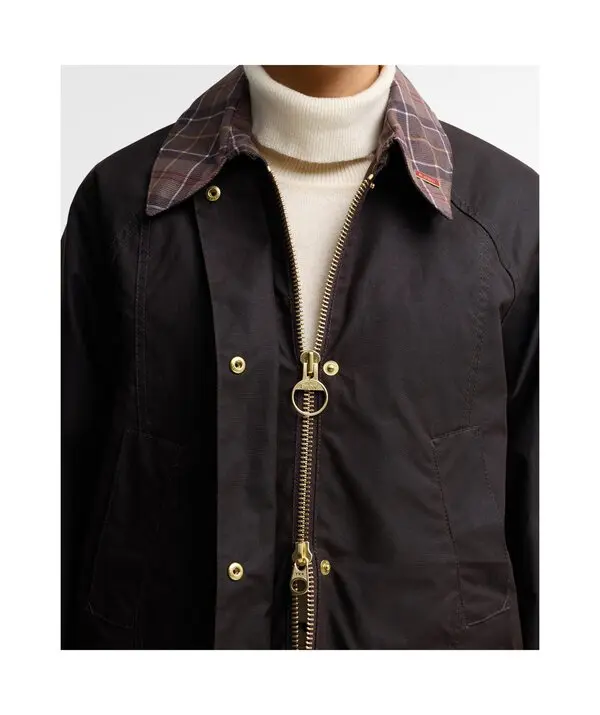Barbour Tartan Collar Waxed Jacket