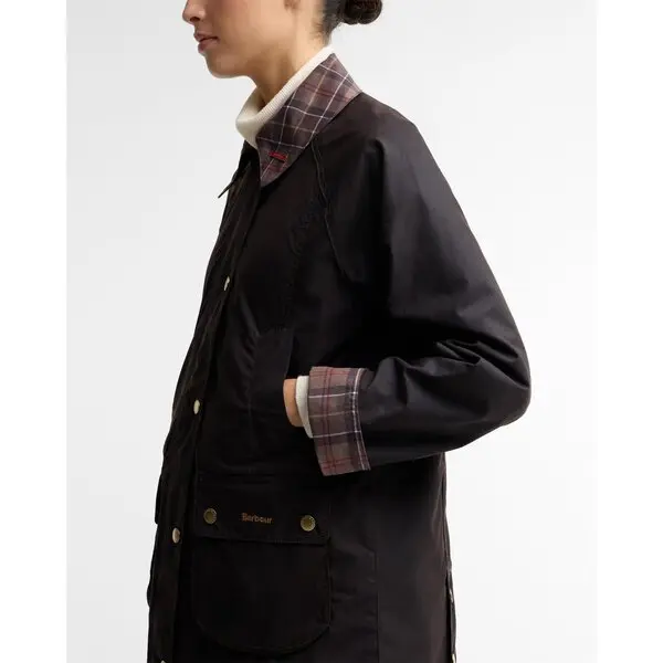 Barbour Tartan Collar Waxed Jacket