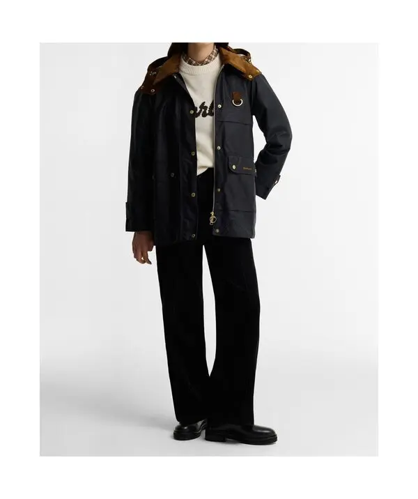 Barbour Hooded Cord Collar Waxed Parka