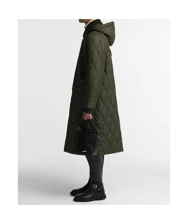 Barbour Diamond Quilted Long Hooded Coat
