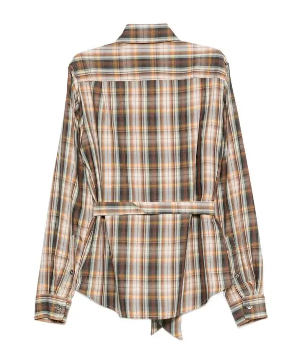 SEMICOUTURE Plaid Shirt With Tie-front Detail