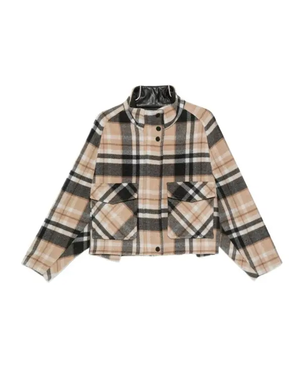 Pinko Check-pattern High-neck Coat