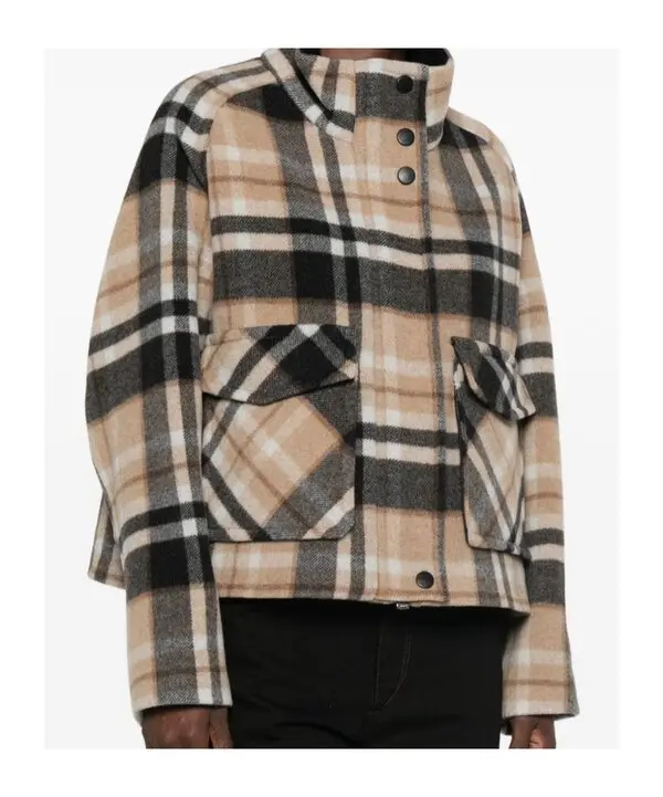Pinko Check-pattern High-neck Coat