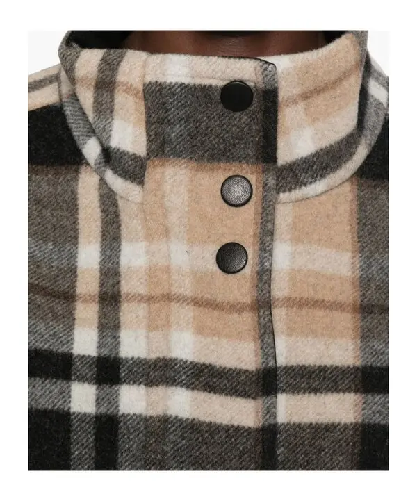 Pinko Check-pattern High-neck Coat