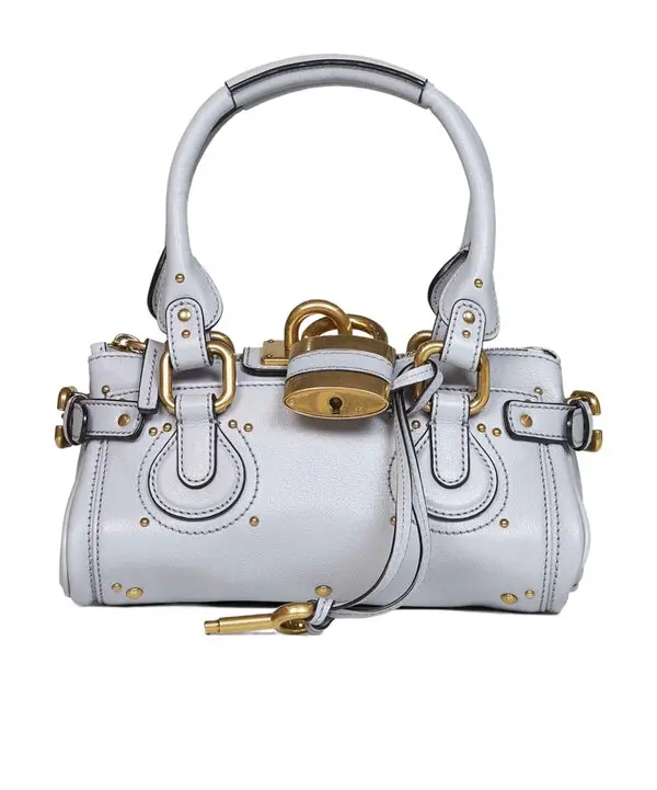 Chloé Studded Padlock Shoulder Bag - Gray-blue