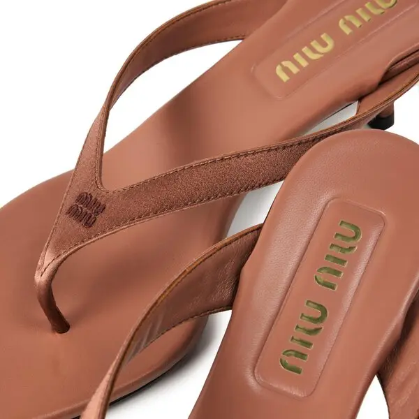 Miu Miu Satin Thong Kitten Heel Mules