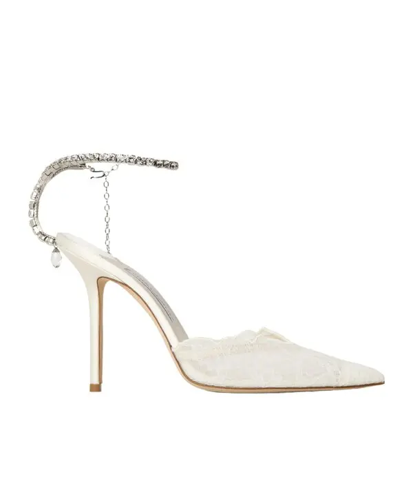 JIMMY CHOO Lace Pointed Strap High Heels - No