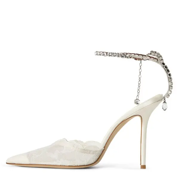 JIMMY CHOO Lace Pointed Strap High Heels - No