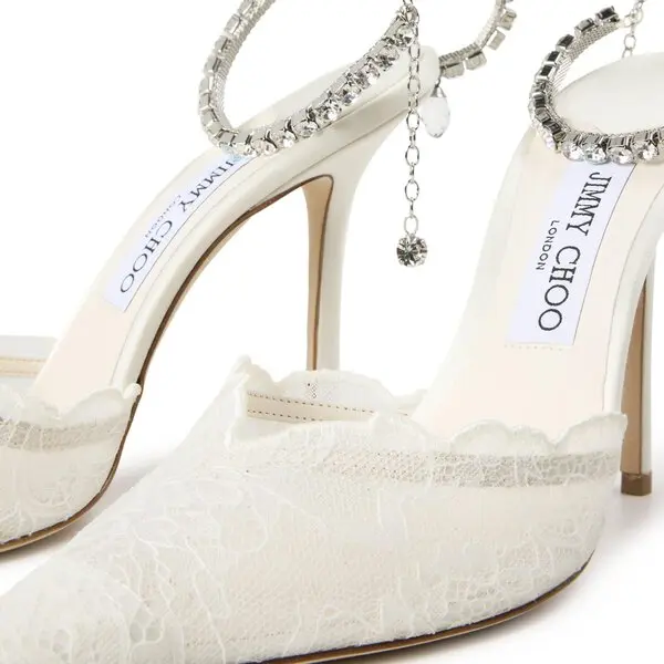 JIMMY CHOO Lace Pointed Strap High Heels - No