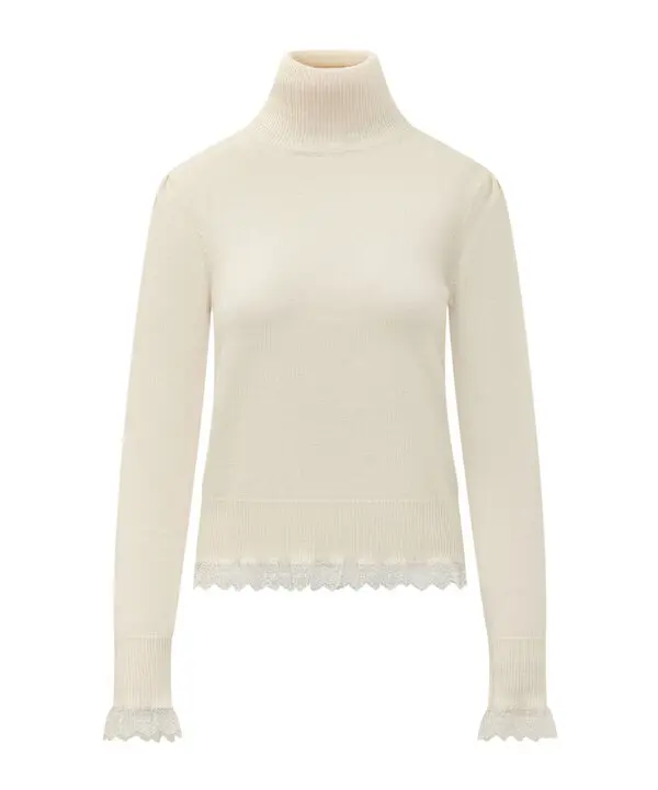 GANNI Lace Merino Turtleneck - No