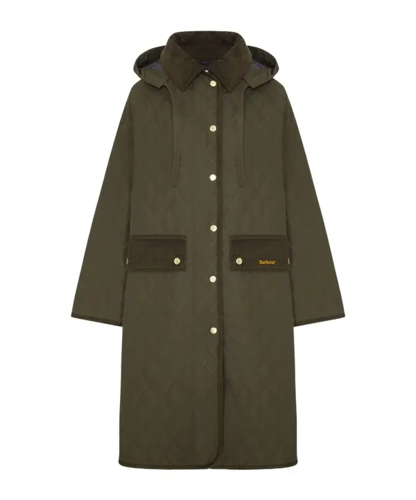 Barbour Hooded Diamond Quilted Long Coat