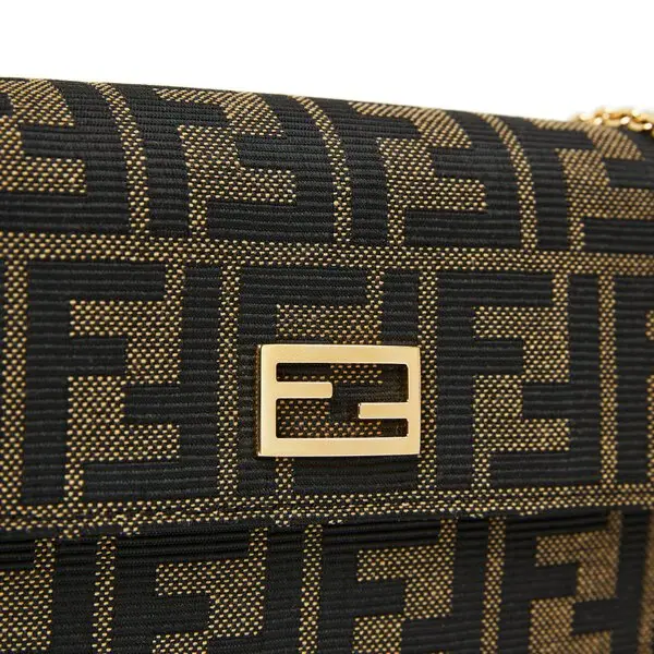 Fendi Monogram Chain Shoulder Bag - Black