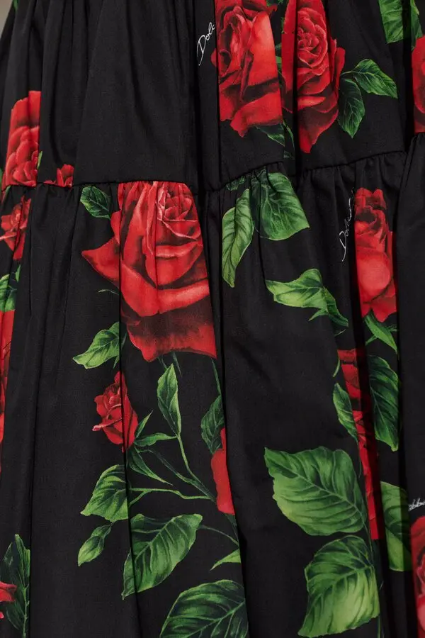 Dolce & Gabbana Rose-print Poplin Skirt