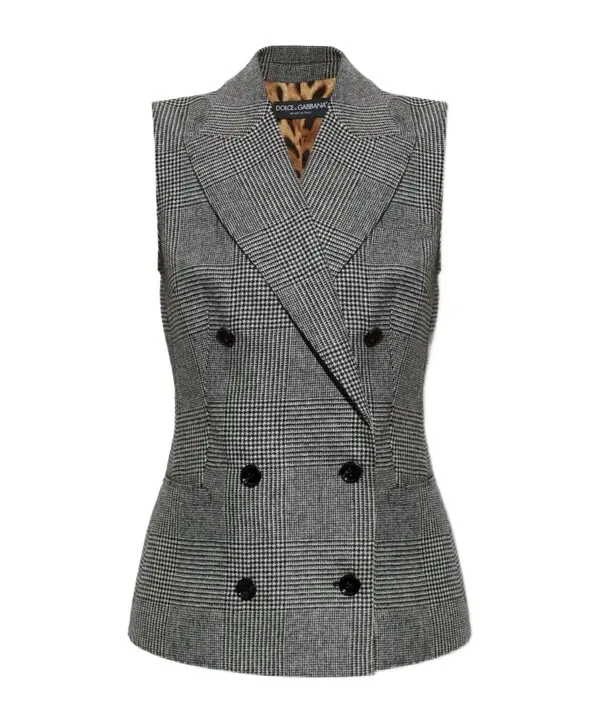 Dolce & Gabbana Checked Leopard Printed Waistcoat