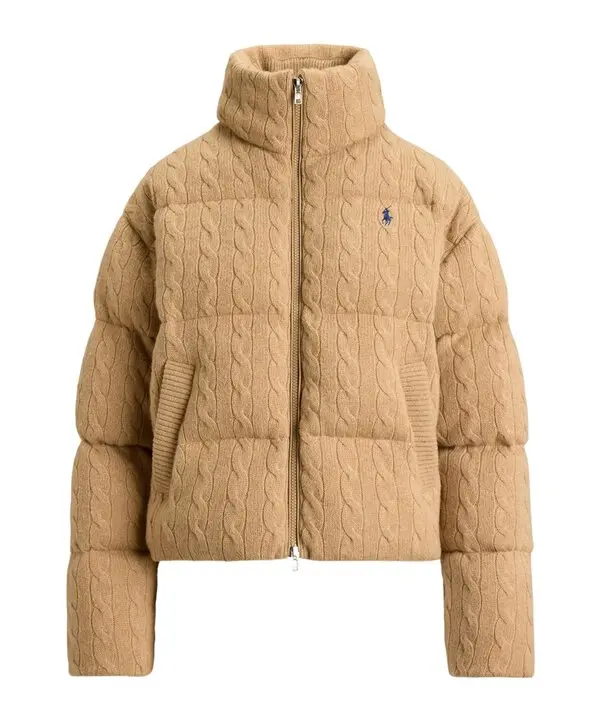 Polo Ralph Lauren Cropped Cable Knit Down Jacket