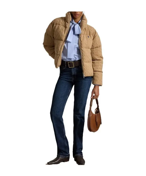 Polo Ralph Lauren Cropped Cable Knit Down Jacket