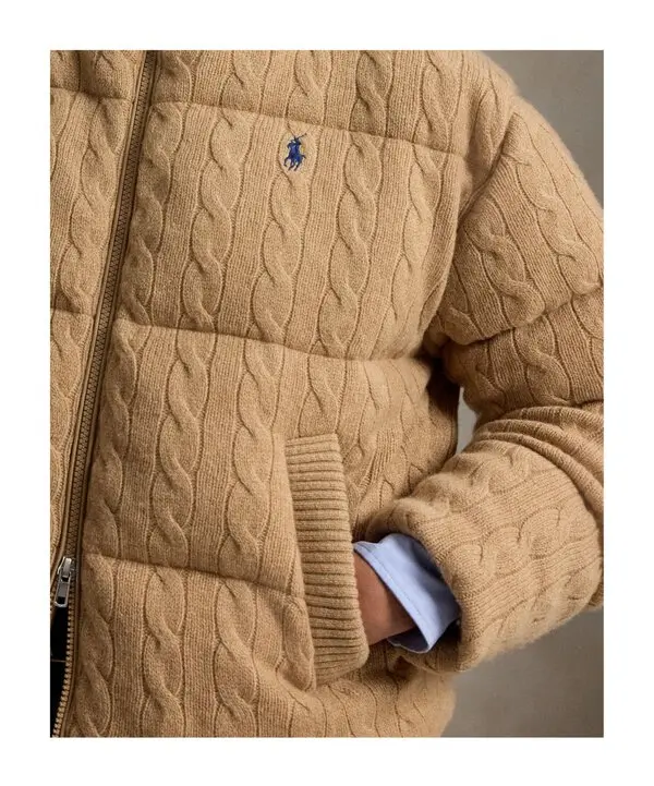 Polo Ralph Lauren Cropped Cable Knit Down Jacket