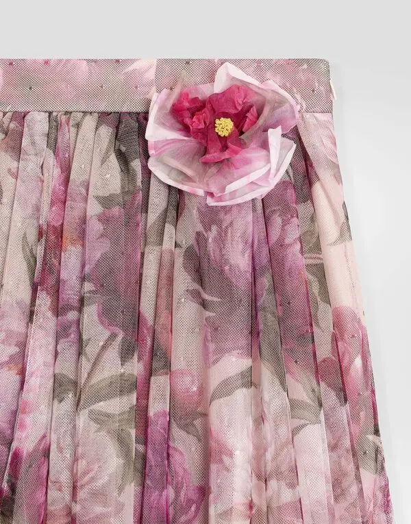 Dolce & Gabbana Peony-print Tulle Skirt