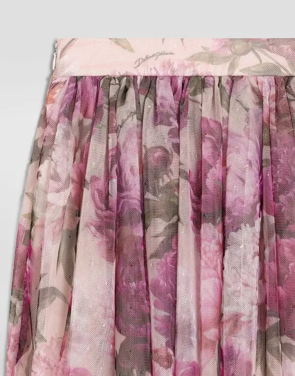 Dolce & Gabbana Peony-print Tulle Skirt