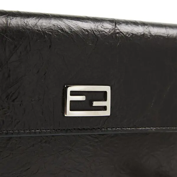 Fendi Crinkled Leather Chain Shoulder Bag