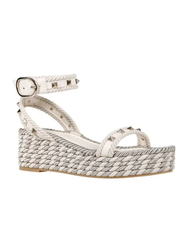 Valentino Garavani Rockstud Platform Espadrillas - Light Ivory
