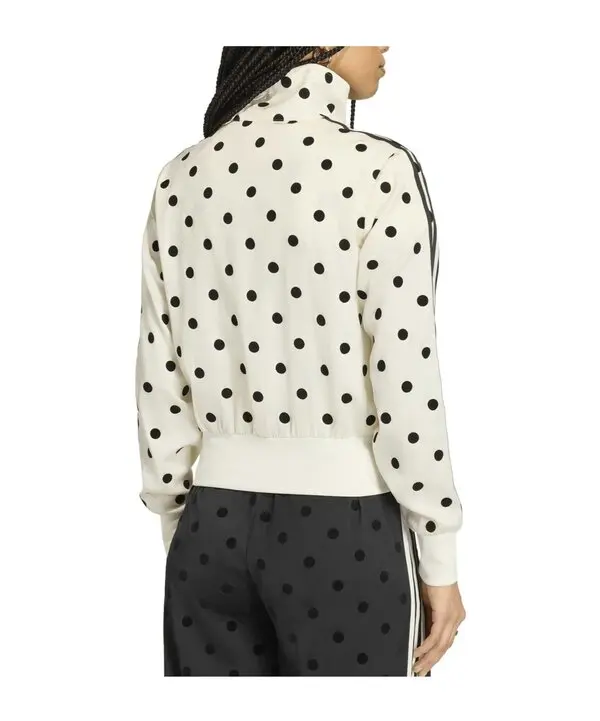 ADIDAS ORIGINALS Polka Dot Stand Collar Cropped Zip Jacket - White