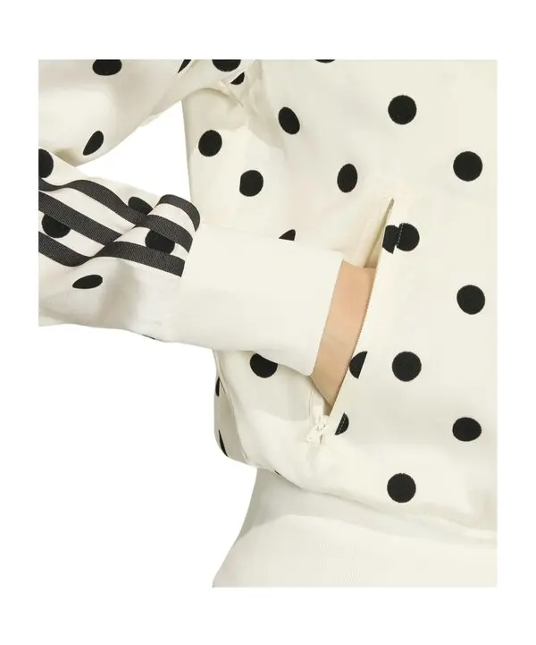 ADIDAS ORIGINALS Polka Dot Stand Collar Cropped Zip Jacket - White