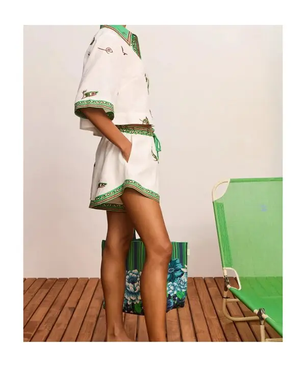 ALEMAIS Wanda Embroidered Shorts - White