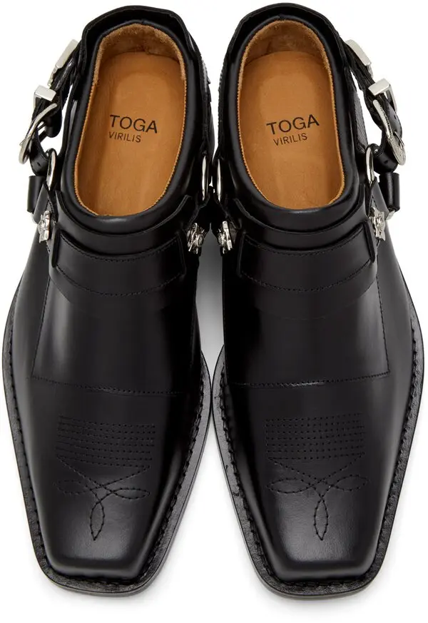 TOGA VIRILIS Buckled Leather Slip-on Boots