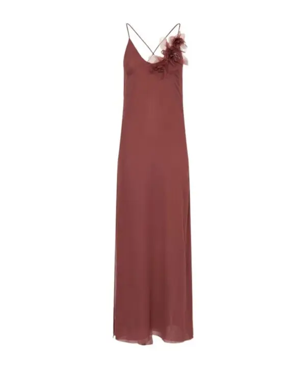 Blumarine Georgette Long Dress With Flowers