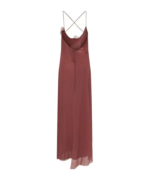 Blumarine Georgette Long Dress With Flowers