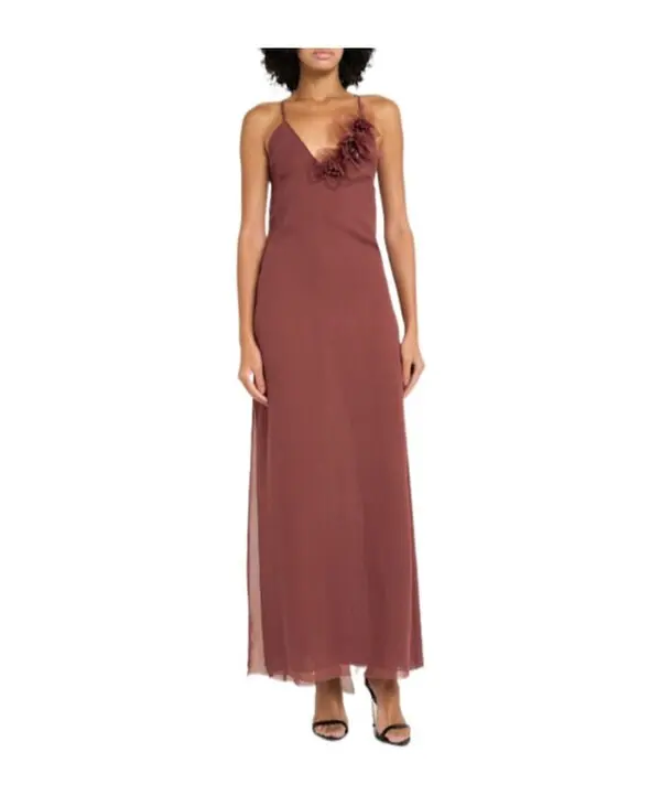 Blumarine Georgette Long Dress With Flowers