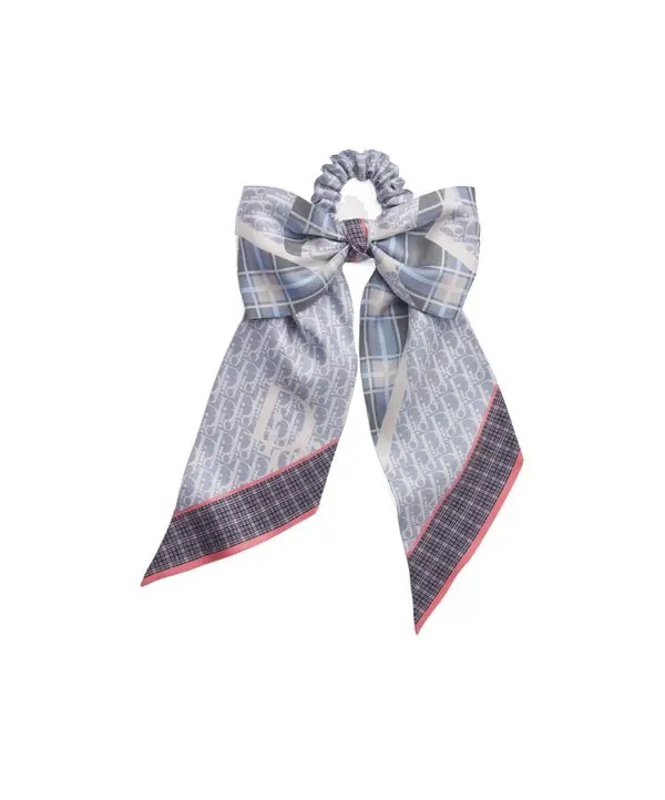 Dior Infini Tartan Ette Hair Tie - Gray