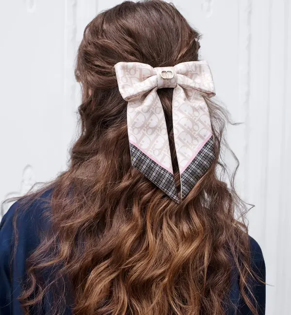 Dior Infini Tartan Twist Bow Barrette