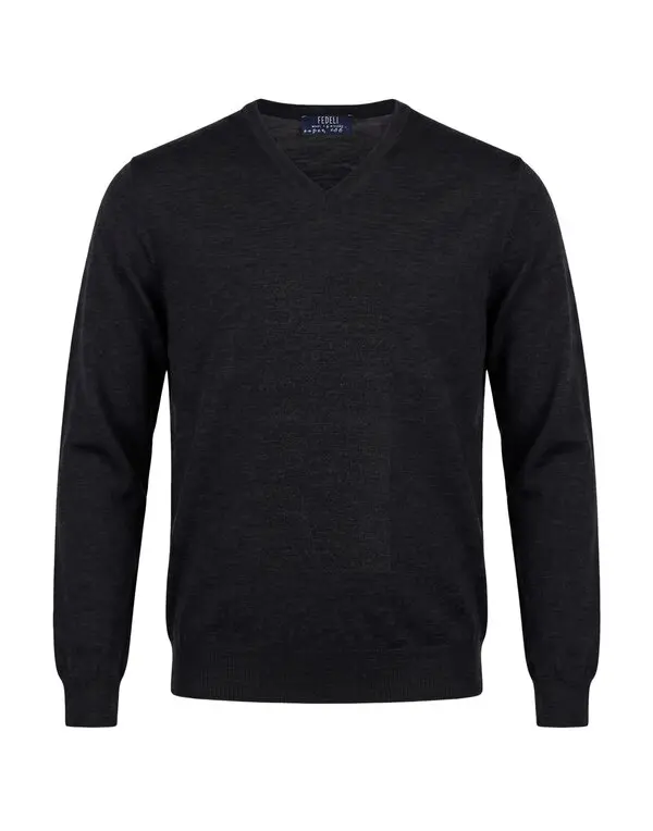 Fedeli Virgin Wool V-neck Sweater