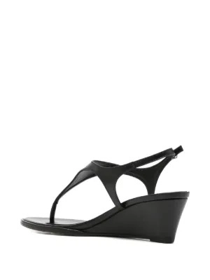 AeydĒ Roose Leather Wedge Sandals - Black