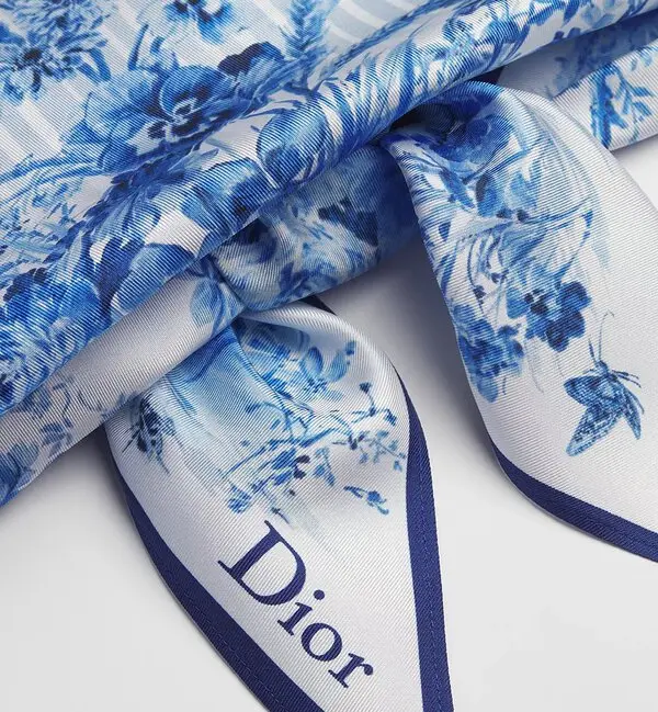 Dior Riviera Toile De Jouy Floral Garden Silk Top - White