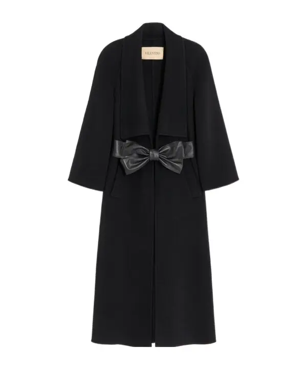 Valentino Garavani Long-sleeved Belted Coat - Black