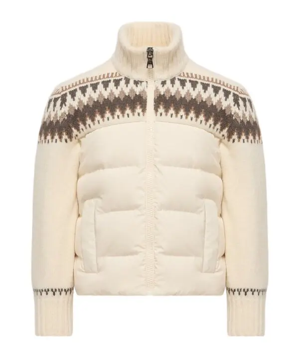Moncler Wool Zip-up Down Cardigan - White