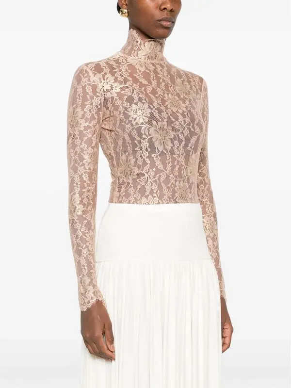 Valentino Garavani Sequined Lace High-neck Bodysuit - No