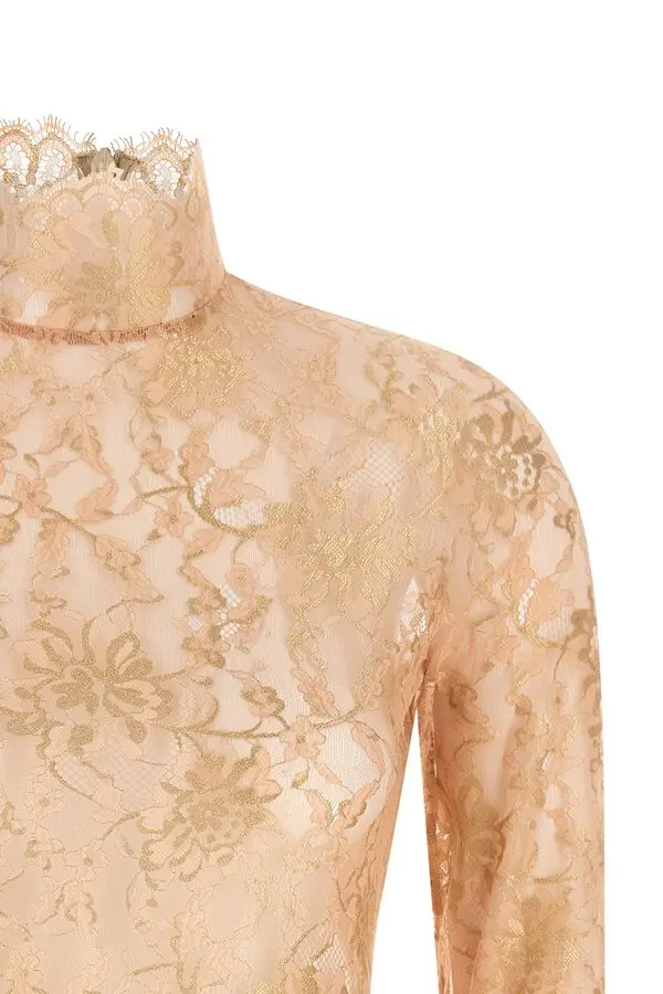 Valentino Garavani Sequined Lace High-neck Bodysuit - No