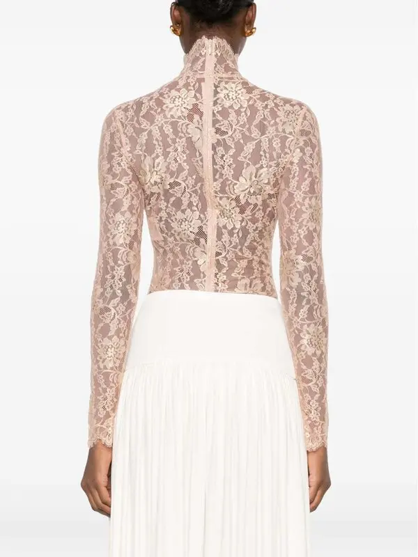 Valentino Garavani Sequined Lace High-neck Bodysuit - No