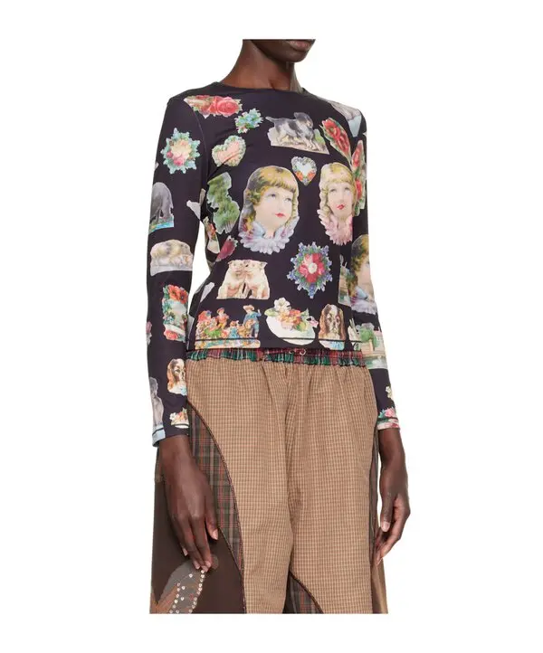 CHOPOVA LOWENA Snippets Fitted Jersey T-shirt