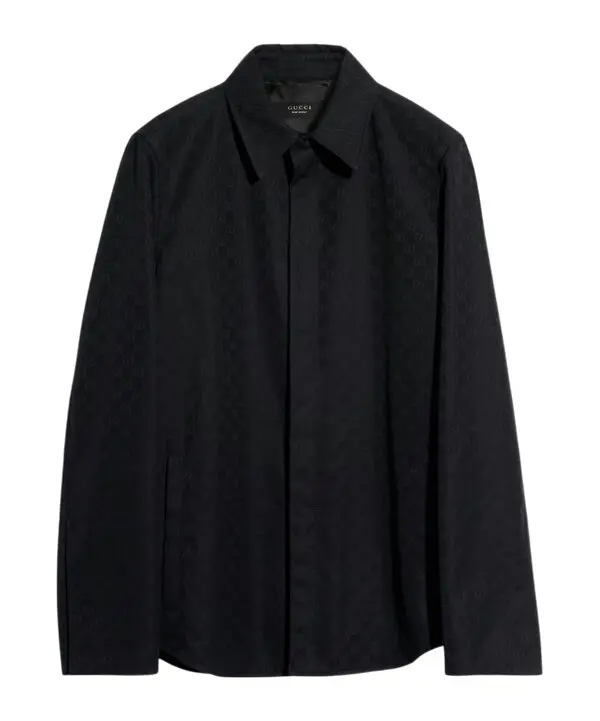 Gucci Collared Gg Monogrammed Long-sleeve Shirt