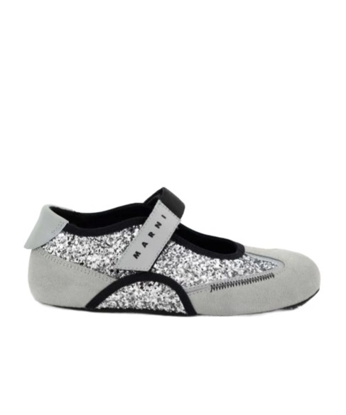 Marni Logo Ballet Flats - Gray