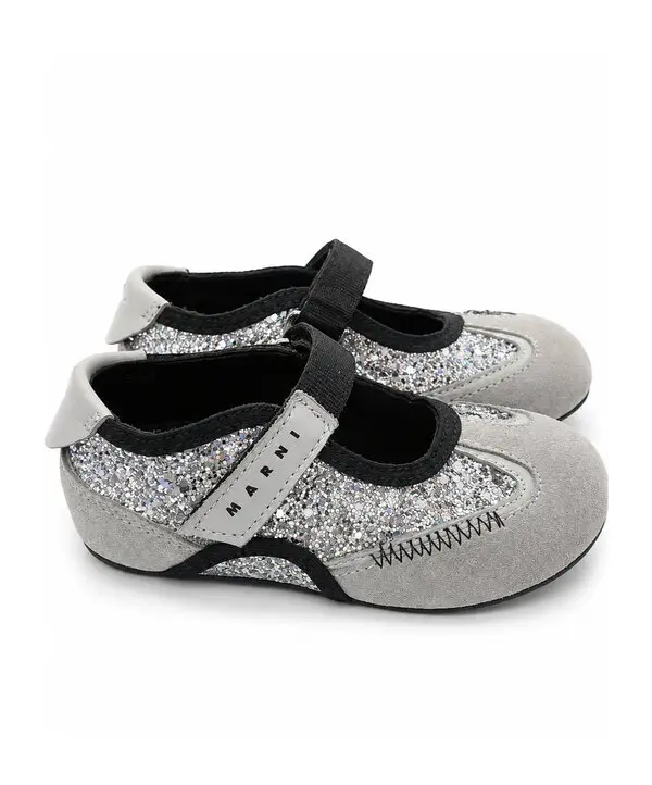 Marni Logo Ballet Flats - Gray